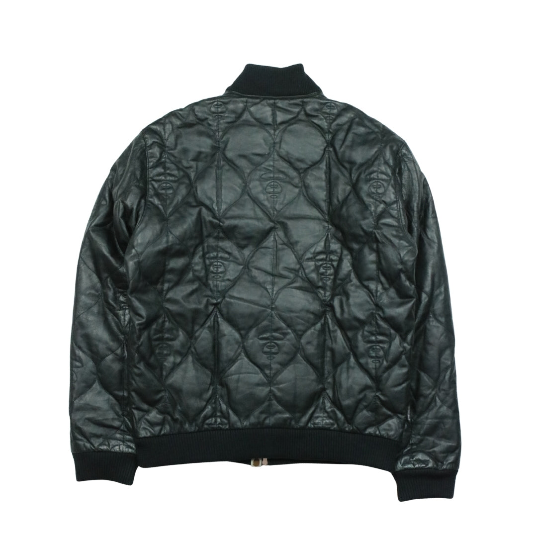 BAPE NIGO ERA QUILTED LEATHER VARSITY JACKET - M | Thrifty Towel